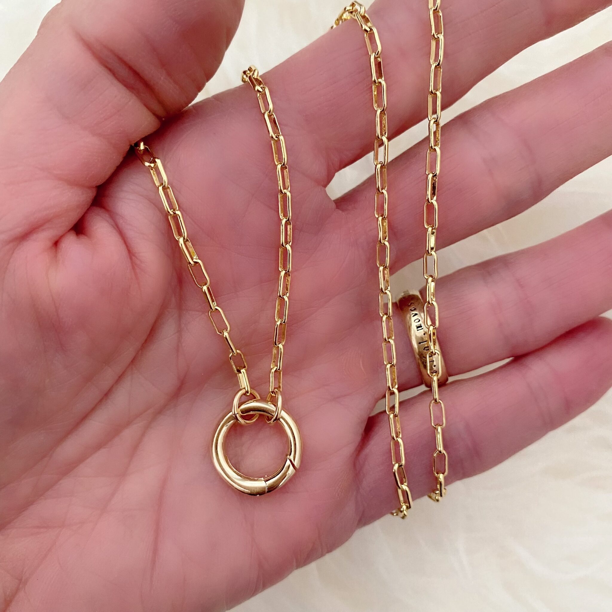Extra Small Long Box Chain Charm Necklace with Circle Lock – WinterLemon
