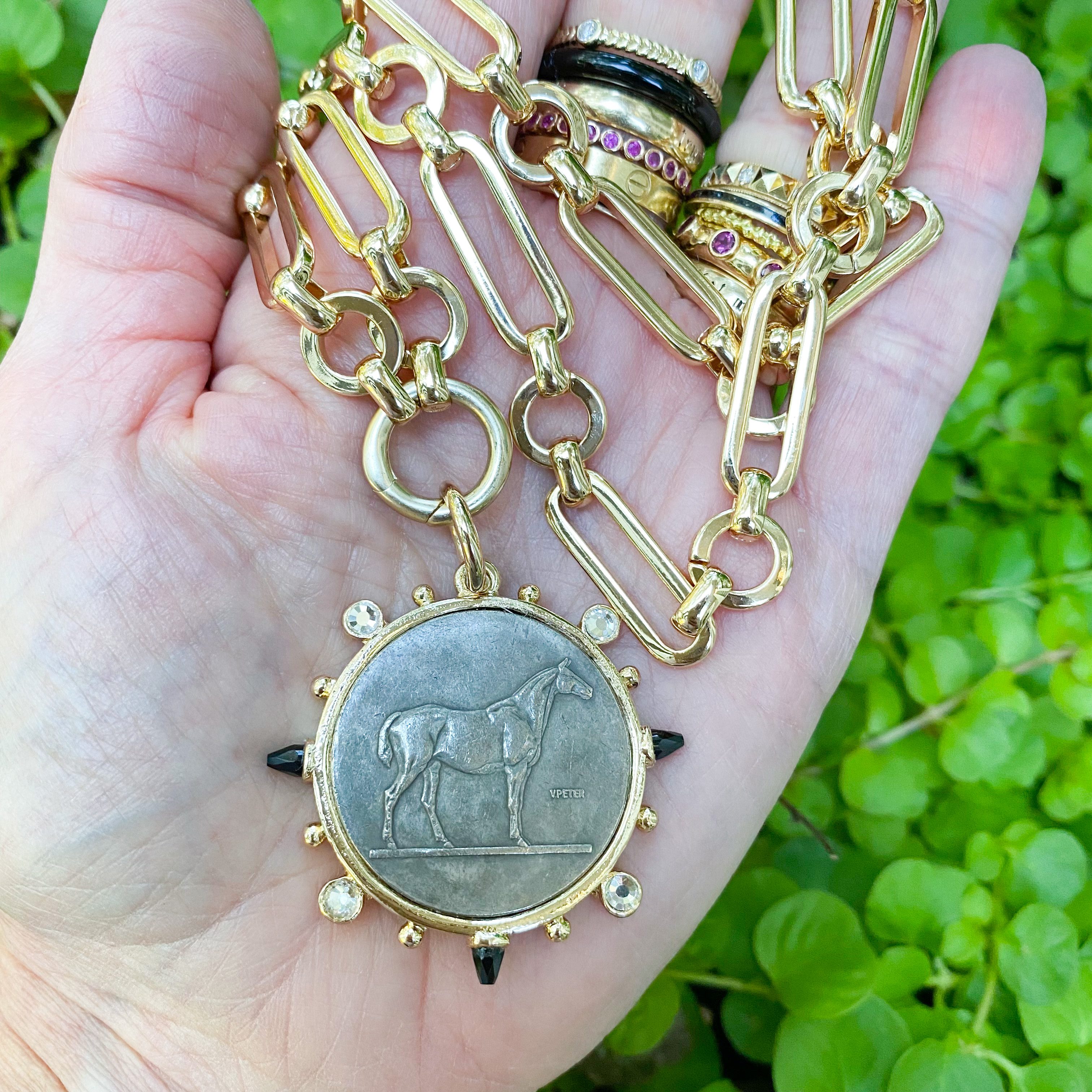 Sandrine Matte Gold Statement Two Tone Coin Charm Necklace – WinterLemon